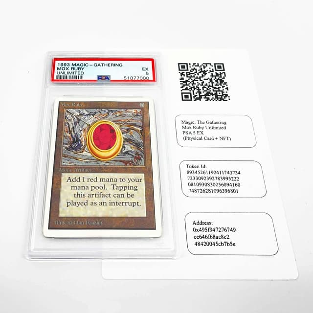 Magic: The Gathering Mox Ruby Unlimited PSA 5 EX (Physical Card + NFT ...